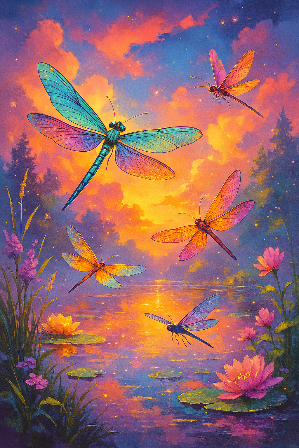 Dragonfly Swamp l Canvas Nature DIY 5D Diamond Painting Kit
