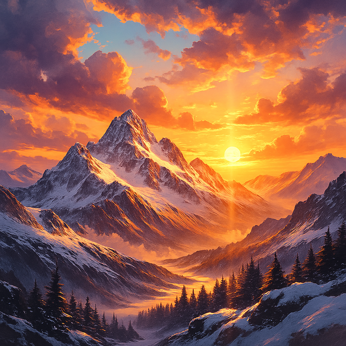 Himalayan Sunrise - Diamond Painting Kit Complete Canvas