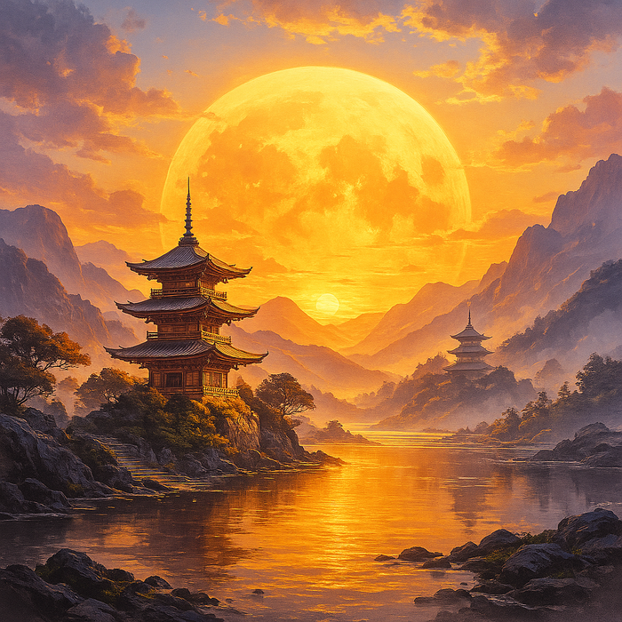 Temple of the Rising Sun - Full Canvas 5D Diamond Painting Kit
