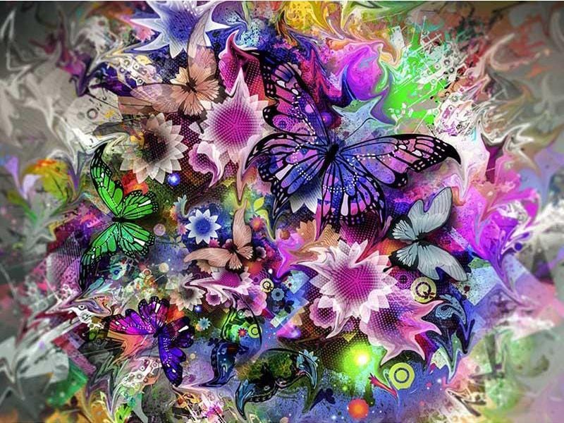 Color Splash Butterflies - Full Canvas Abstract DIY 5D Diamond